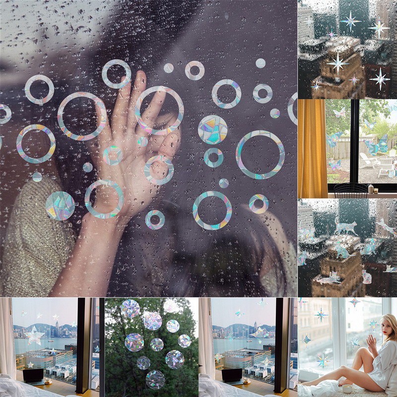 ของตกแต่งบ้านNordic Refraction Mirror Switch Sticker 3D Rainbow Effect ...