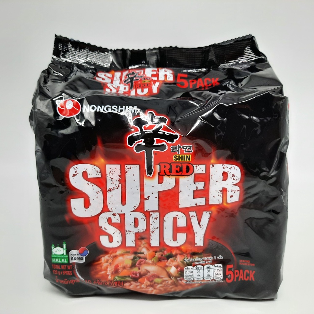 มาม่าเกาหลี SHINRAMYUN RED SUPER SPICY ชินรามยอน ซุปเปอร์ สไปซี่ 신라면 ...
