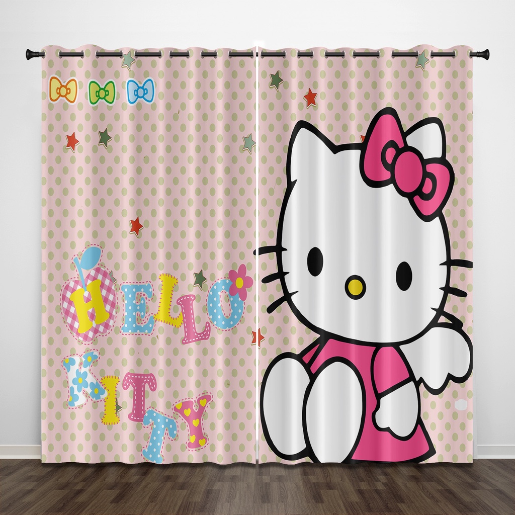 Hello kitty cartoon curtain shading finished custom living room dining ...