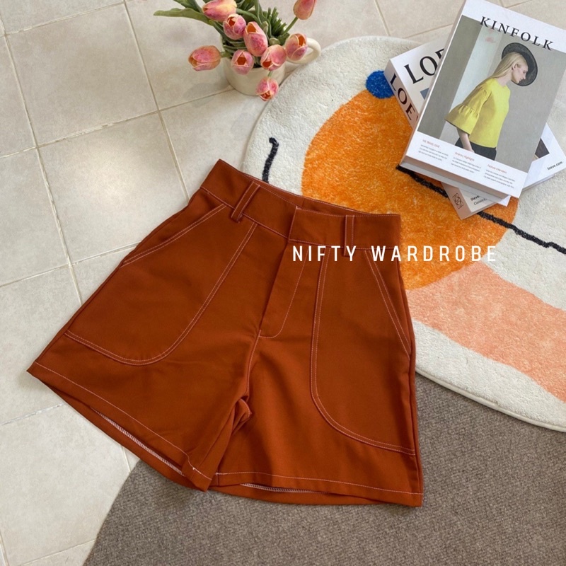 SHARON SHORTS กางเกงขาสั้น เอวสูง ปลายขากว้าง ผ้าลูน่า ใส่สบาย จัดเลย ...