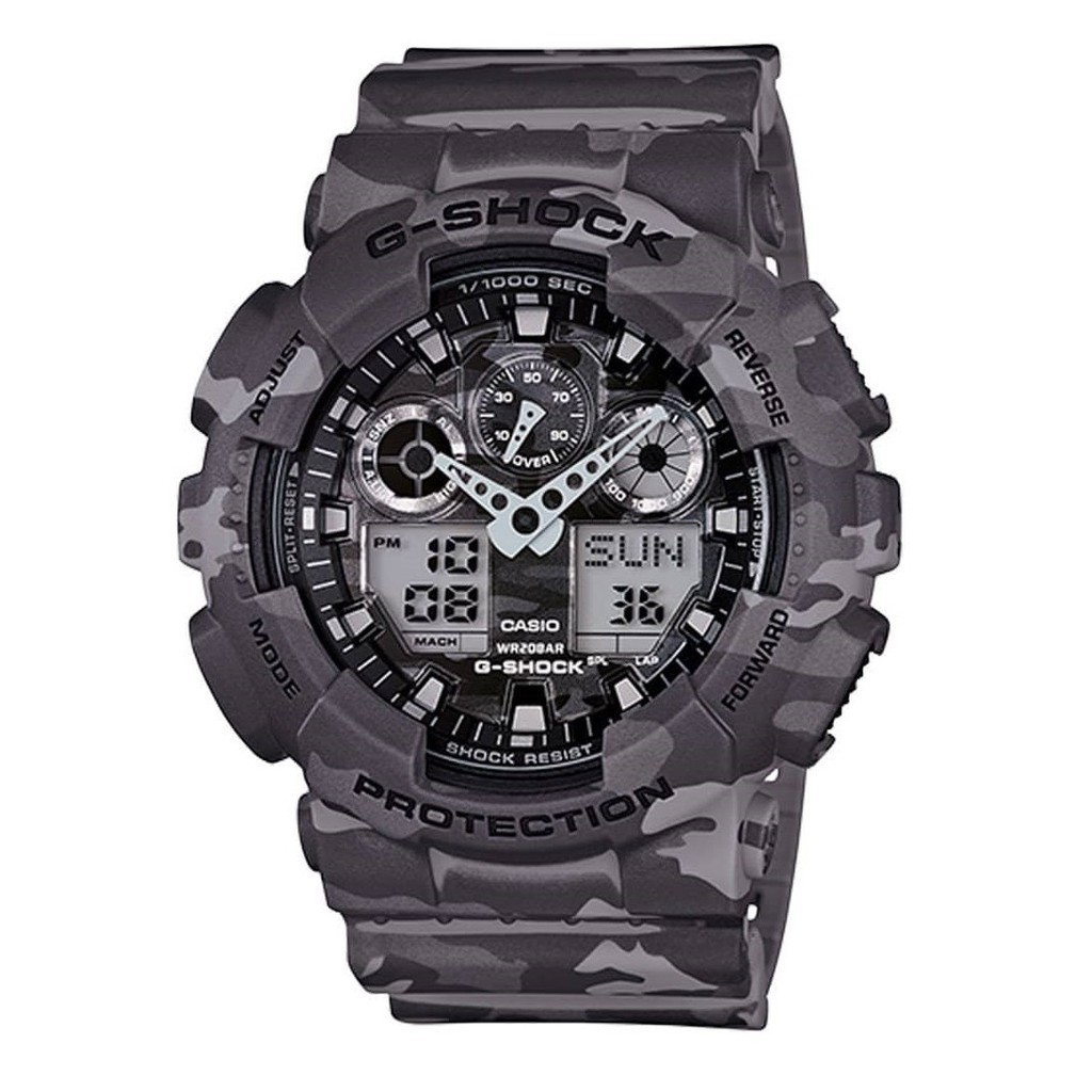 G-Shock GA100 GA-100 (พรางเงิน) สายกีฬาเรซิ่นนาฬิกาสำหรับผู้ชาย OEM ...