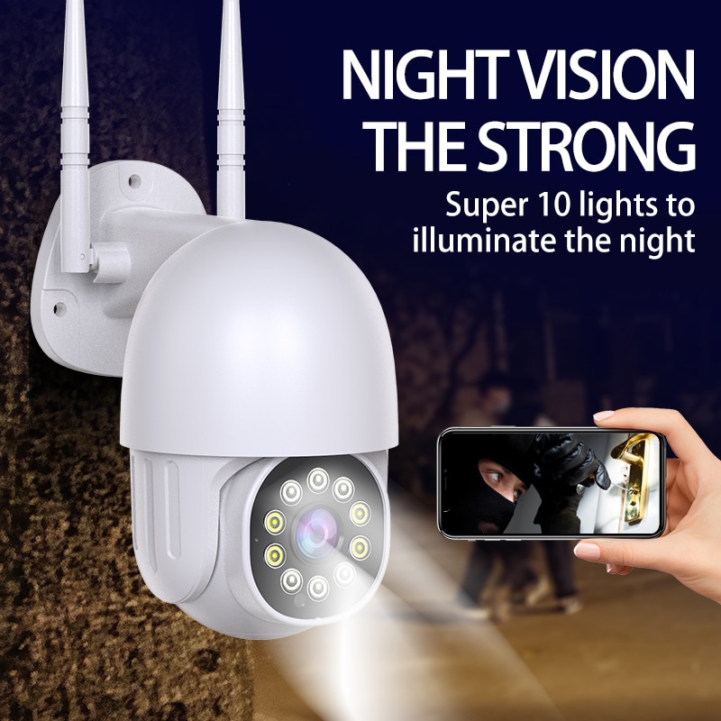 EVKVO - 10 LED Night Vision สีเต็มรูปแบบ - V380 PRO APP FHD 3MP PTZ IP ...