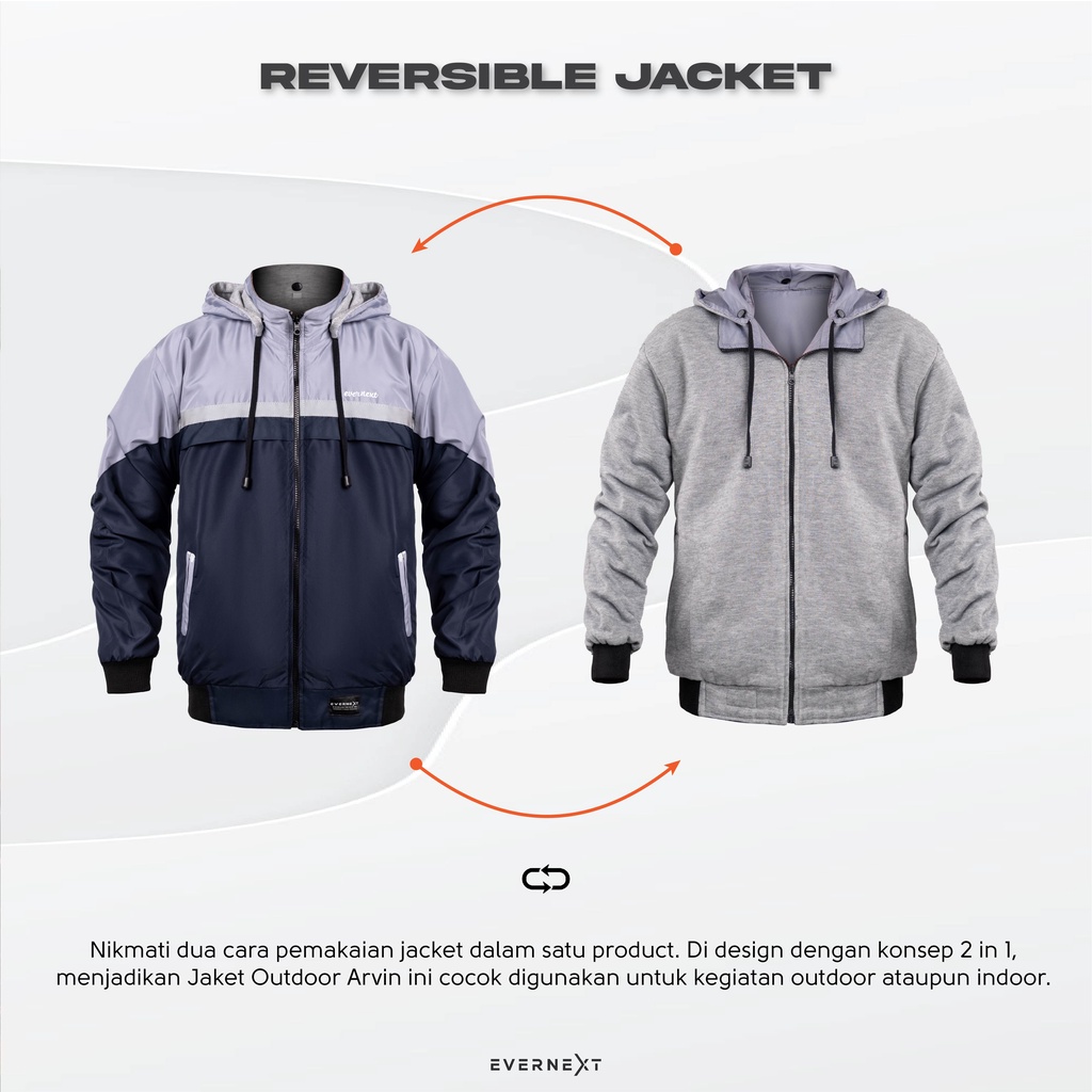 เสื้อแจ็กเก็ตผู้ชาย สีดํา สีน้ําตาลเข้ม กันน้ํา ARVIN REVERSIBLE JACKET ...