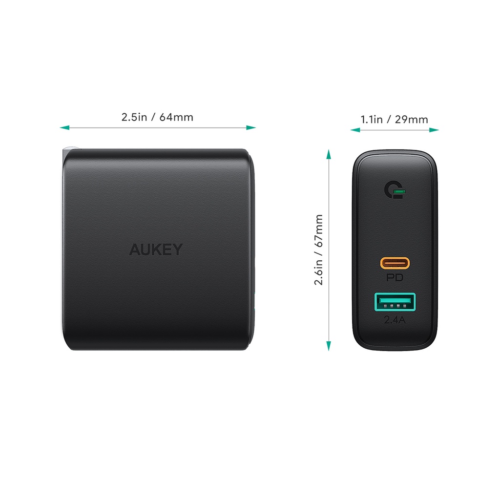 AUKEY PA-D3 หัวชาร์จเร็ว 60W Dynamic USB-C Power Delivery 60W และ AiPower Fast Charge ช่อง รุ่น ...