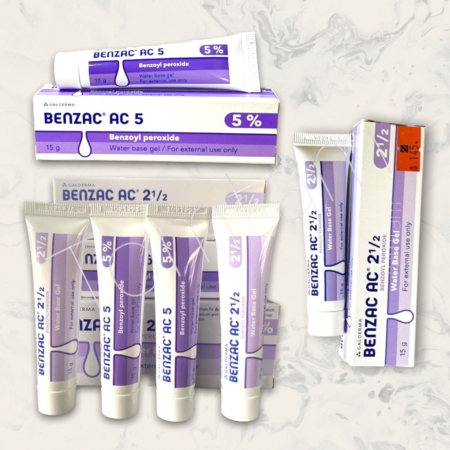 BenzacAc.เบนแซค เอซี 2.5 5be n zac ben za c ขนาด 15g 60g ชุดกำจัดสิว ...