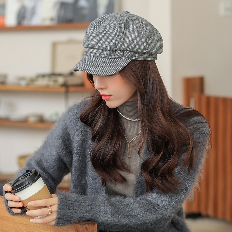 Newsboy Cap Plaid Octagonal Hats For Women Men Classic Vintage Beret ...