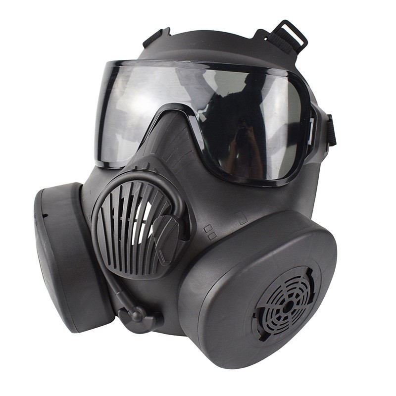 Military Airsoft M50 Fan Gas Mask Protection Double Filter Fan CS ...