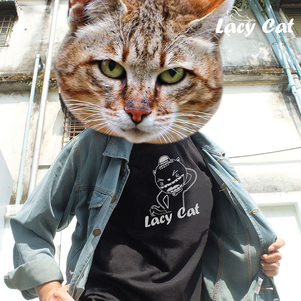 Sale เสื้อยืดลายแมวกวนๆ สีดำ Lacy Cat ผัา cotton 32 แท้ 100 ( Semi ...
