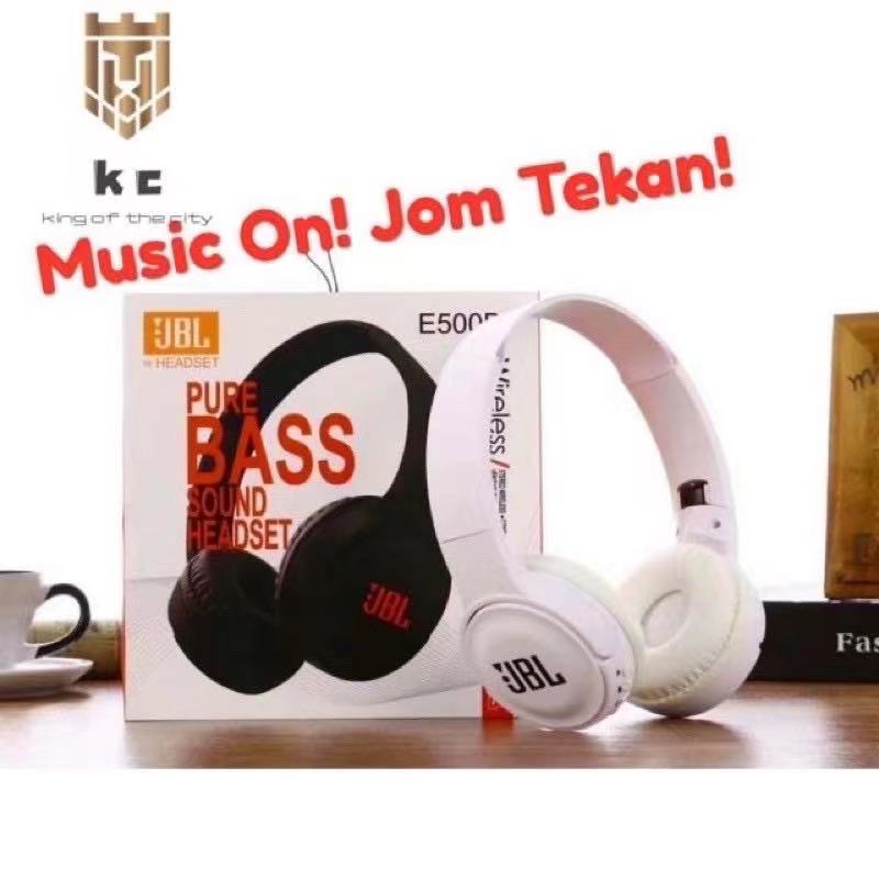 พร้อมส่ง หูฟังบลูทูธไร้สาย JBL E500bt pure BASS sound headsetประกัน3 ...
