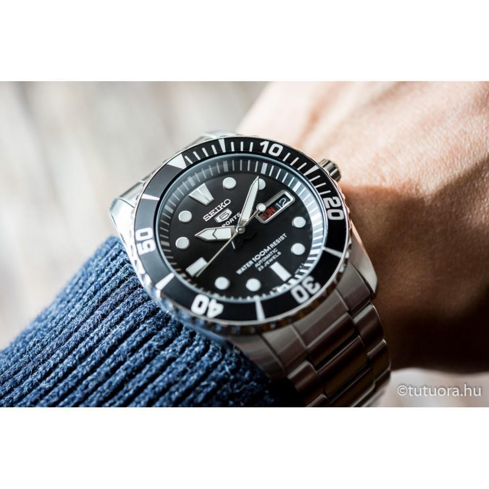 SEIKO 5 Submariner SNZF17 SNZF17K1 Black Dial Stainless Steel Automatic ...