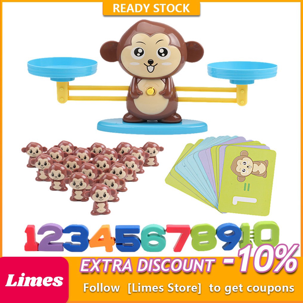 Math Match Game Board Toys Monkey Digital Balance Scale Toy Kids ...