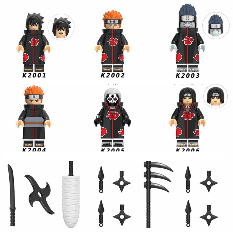 6 Pcs Naruto Lego Set Of Minifigures Uzumanki Naruto Itachi Uchiha ...