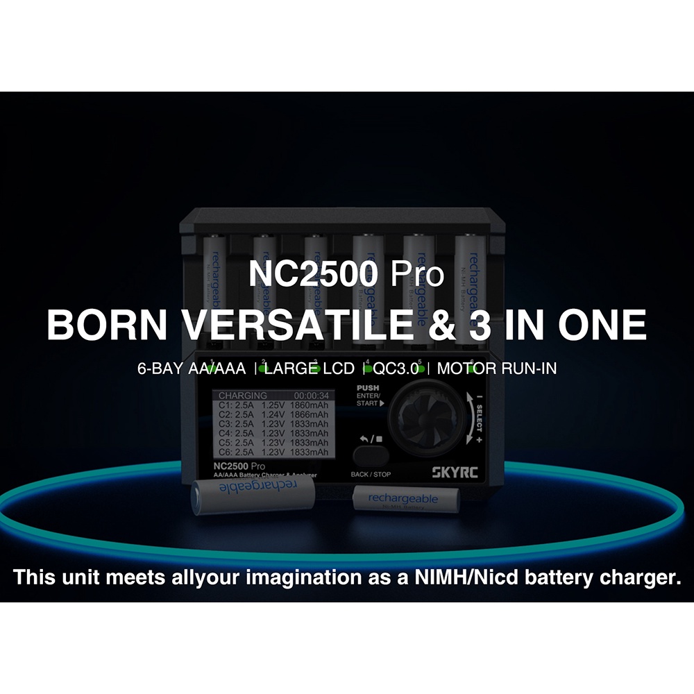 SKYRC NC2500 Pro NiMH NiCd LCD Smart Battery Charger for AA AAA ...