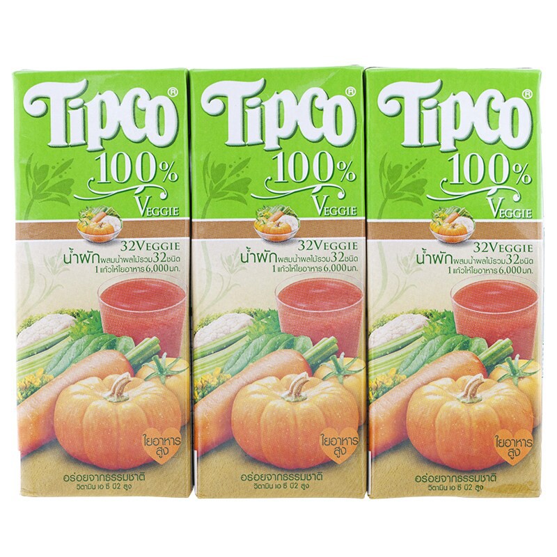 (แพ็ค3) Tipco 32 Veggie Mixed Fruit Juice น้ำผักผสมน้ำผลไม้รวม 32 ชนิด ...