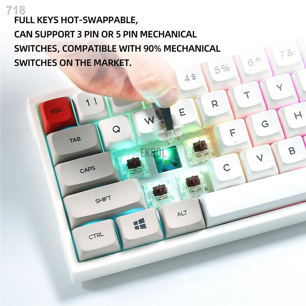 GAMAKAY TK68 Mechanical Keyboard 68 Keys Triple Mode Connection Wired ...