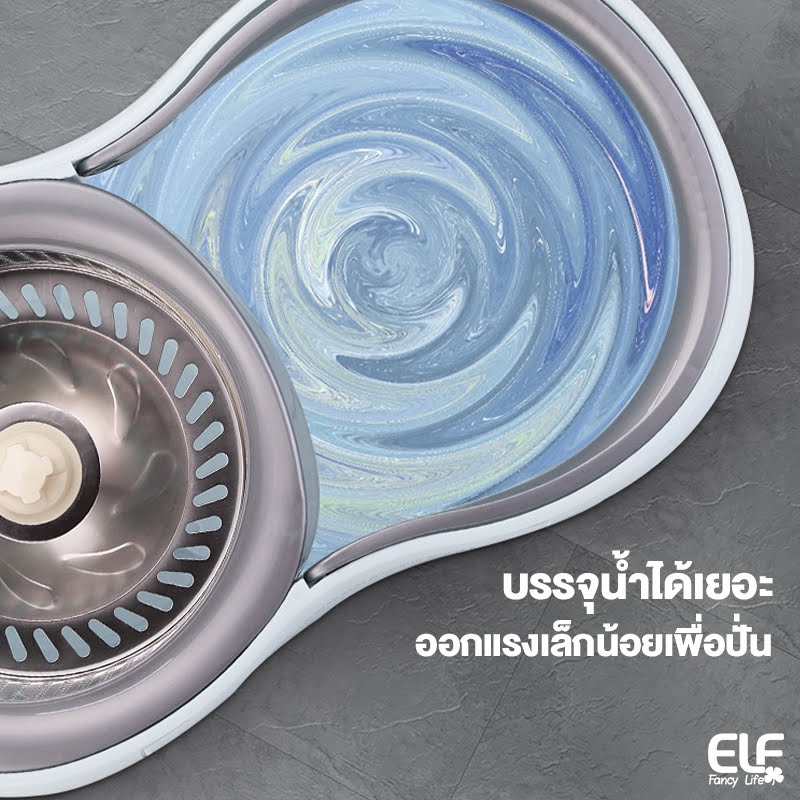 ELF SPIN MOP ถังถูพื้น 1 แถม 1 พร้อมผ้าไมโครไฟเบอร์ 4 ผืน ไม้ถูกพื้น หมุนได้ 360 องศา ไม้ม๊อบถู ...