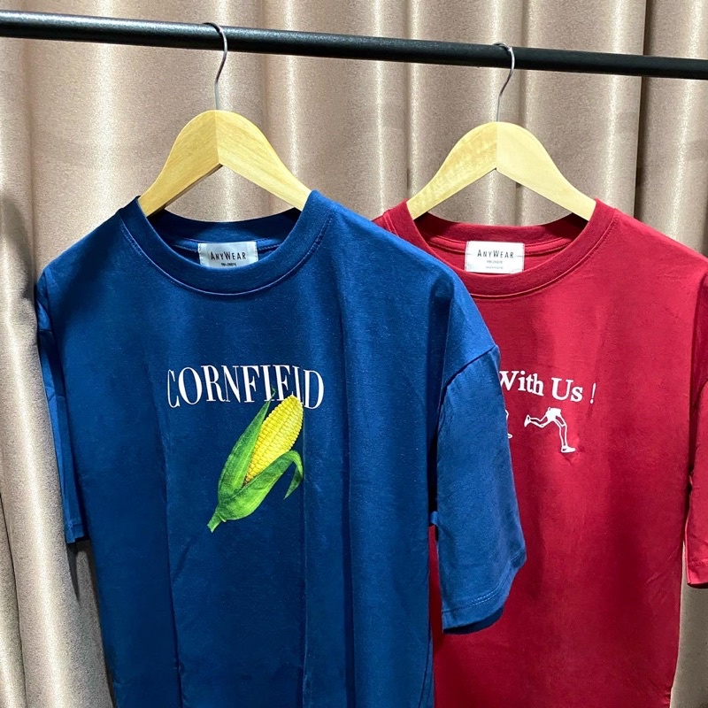ส่งฟรี เสื้อยืด Oversize ลาย workout with us และ Cornfifld สินค้าพร้อม ...