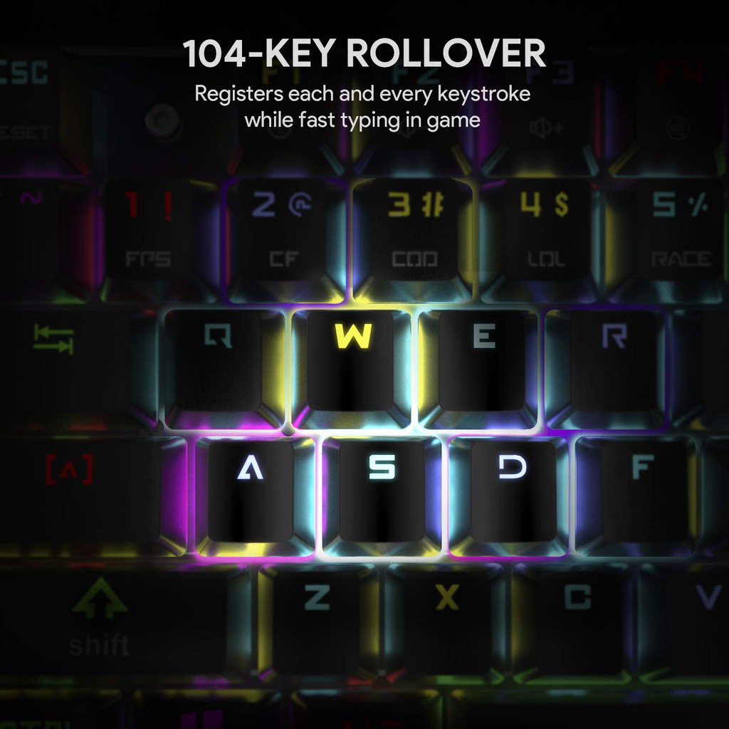 AUKEY KM-G3 คีย์บอร์ดเกมมิ่ง Mechanical Keyboard Blue Switch, 104-Key ...