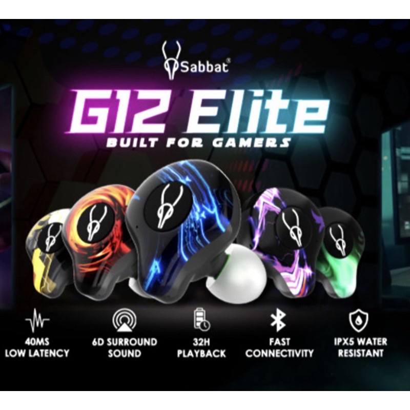 Sabbat G12 Elite Game Series TWS หูฟังบลูทูธ หูฟังไร้สาย รองรับ Gaming ...