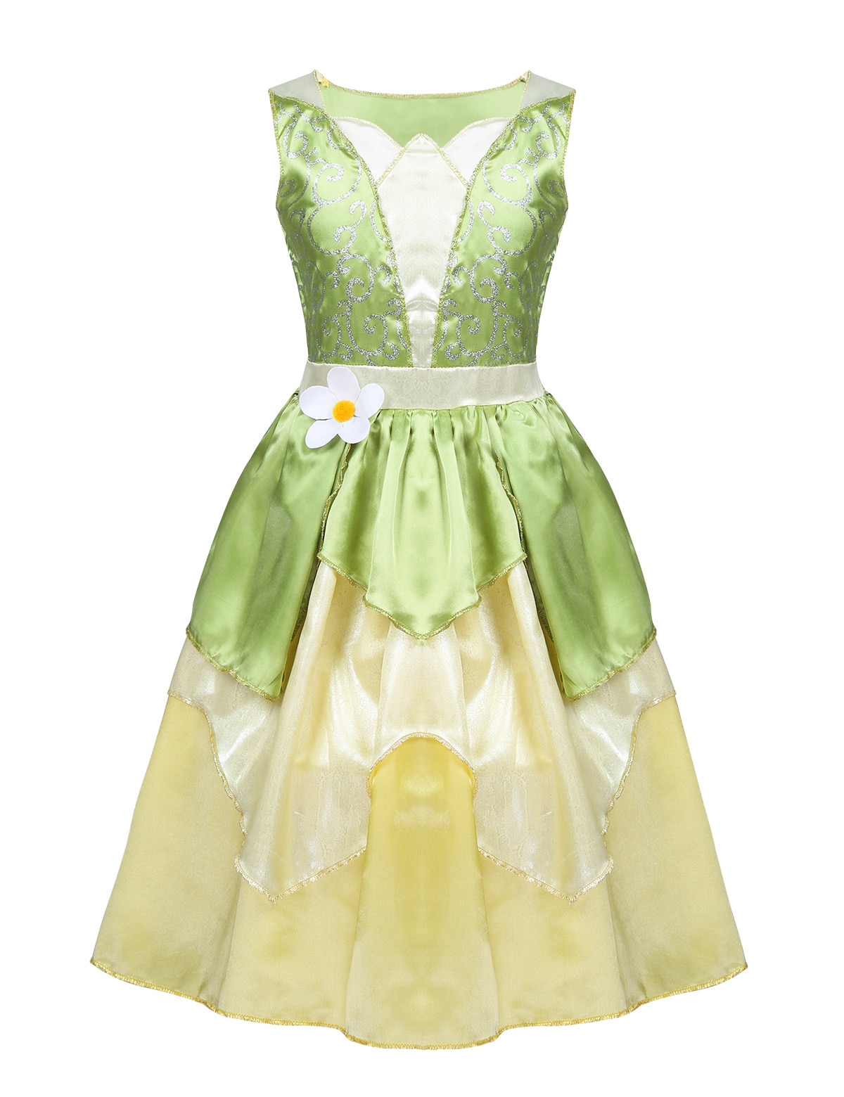 Girls rincess Tiana Costume for Girl Fancy Dresses Coslay Glittery ...