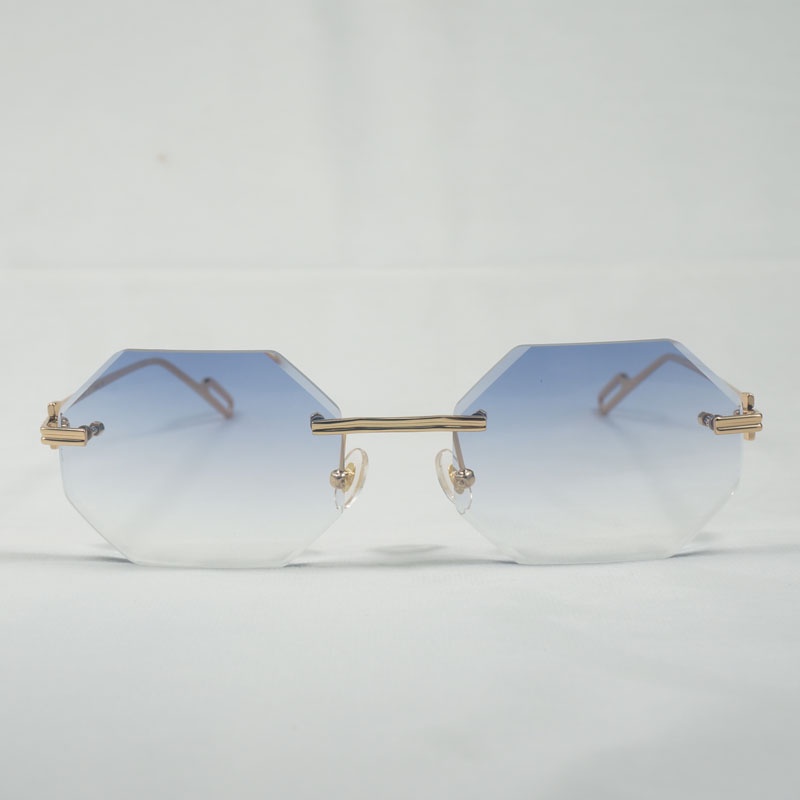 Vintage Rimless Diamond Cutting Sunglasses Men Oculos New Lens Shape ...