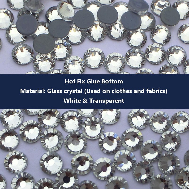 White White AB Color Hotfix Rhinestone Clear Crystal Batu Manik Tampal ...