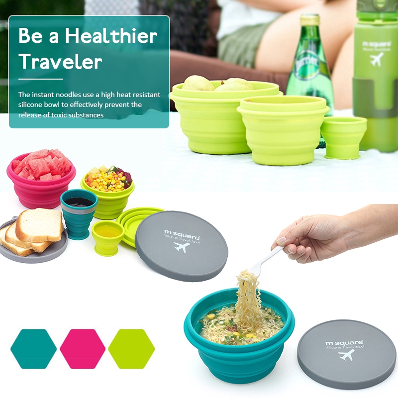 F_Shop New Food Grade Silicone Collapsible Portable Bowl Travel Outdoor ...