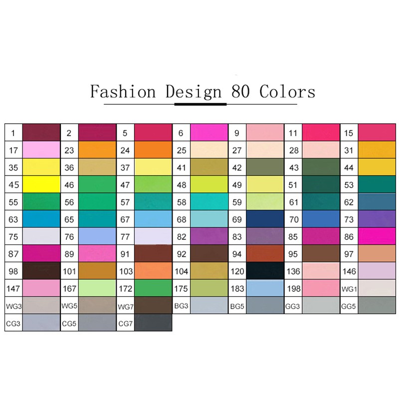Colors Sets Touch Five Alcohol Graphic Art Twin Tip Pen -80colors White ...