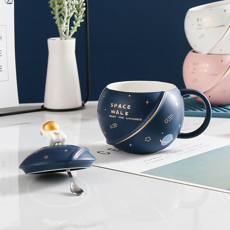 Nordic Mug Ceramic Drinking Cup Office Coffee Cup With Lid Spoon Couple ...