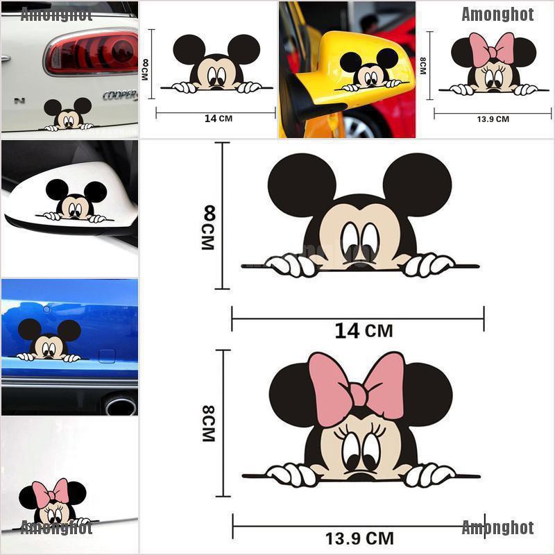 Amonghot 1Pc Cute Mickey Mouse Peeping Car Stickers Rearview Mirror ...