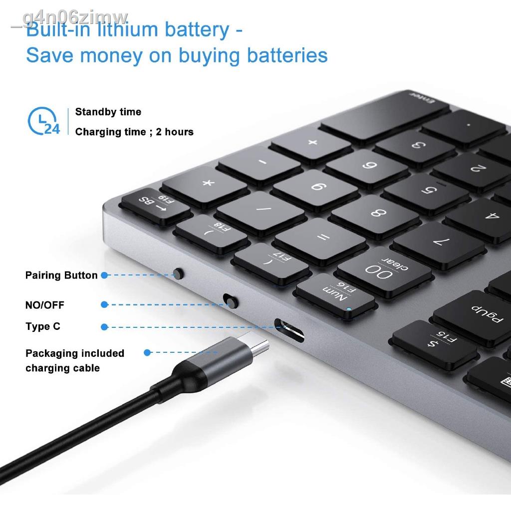 35 - Keys Aluminum Wireless Numeric Keypad Dual System Rechargeable ...