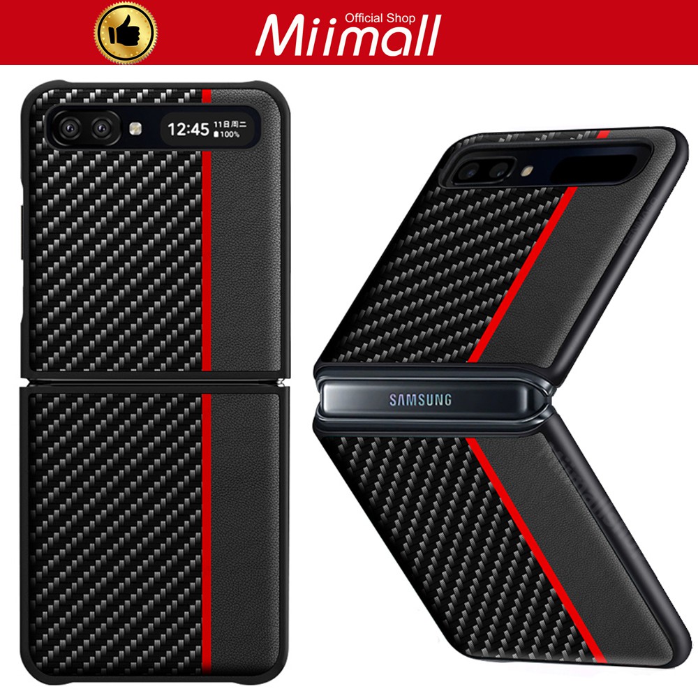 Miimall Z Flip Original หนังแท้คาร์บอนไฟเบอร์ Csae สำหรับ Samsung ...