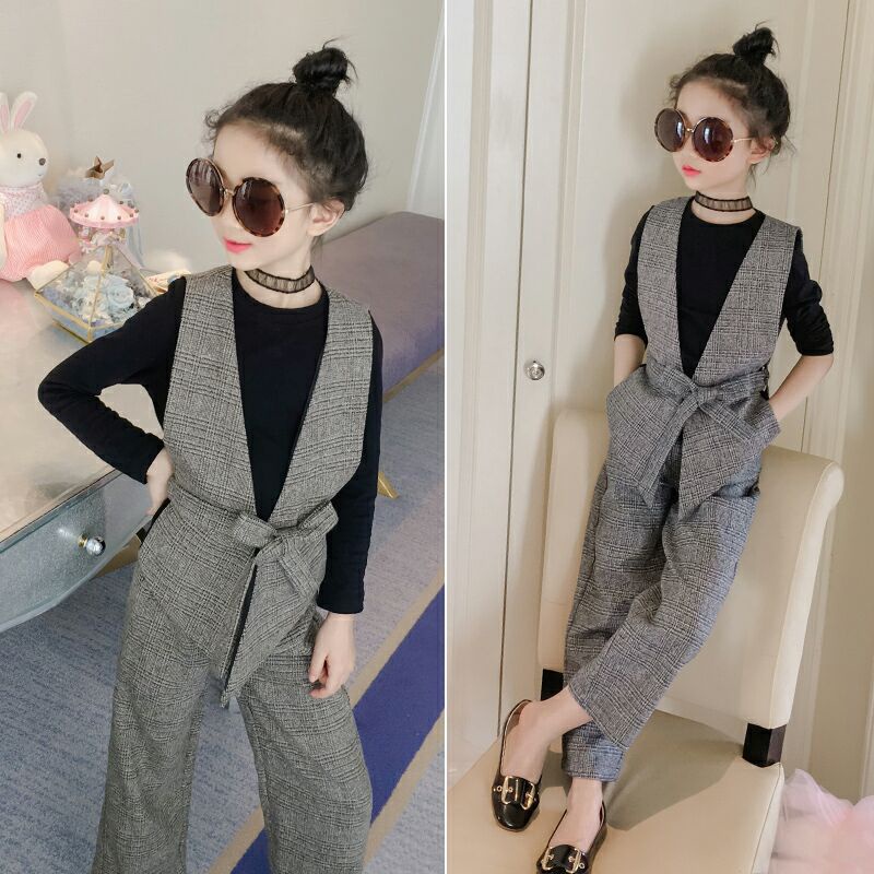 Teenage Girls Clothing Set 12 13 14 Years 2022 Spring Plaid Vest T ...