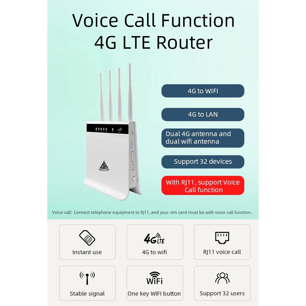 4G VoLTE Router โทรออก+รับสาย เร้าเตอร์ ใส่ซิม ปล่อย Wi-Fi 300Mbps ...