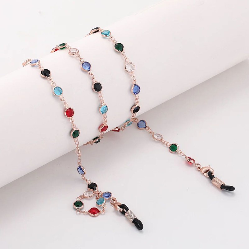 Colorful Crystal Bead Eyeglass Holder Fashion Glasses Chain For Women ...