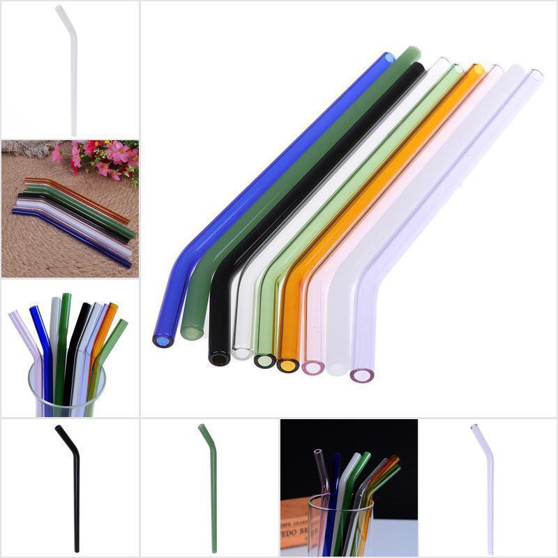 LHGC 1PC Reusable Glass Drinking Straws Bent Pyrex Glass Straws Bent ...