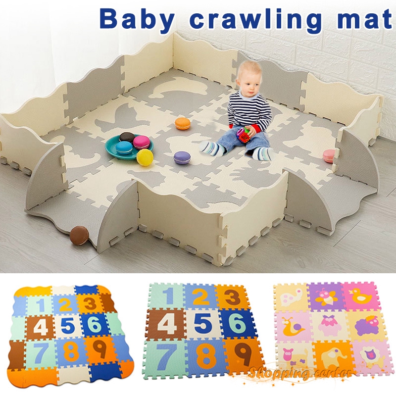 SC Puzzle Exercise Play Mats Set Crawling Mat Interlocking Foam Floor ...