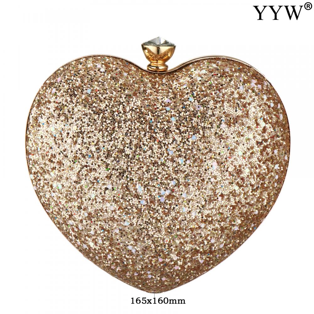 Heart Shape Women Evening Bag Clutch Bag Rhinestone Sequined Exquisite ...