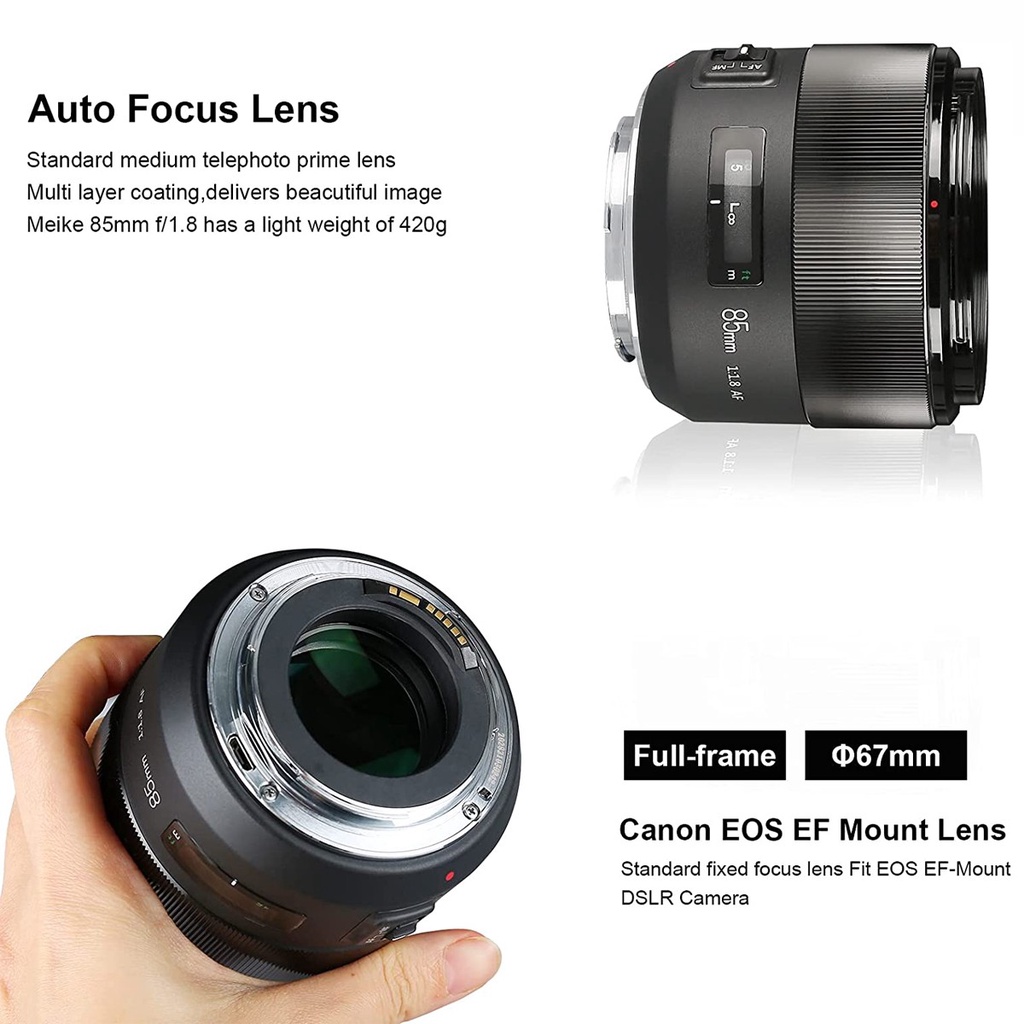 BMeike 85mm F/1.8 Camere Lens Auto Focus Full Frame Portrait Prime Lens ...