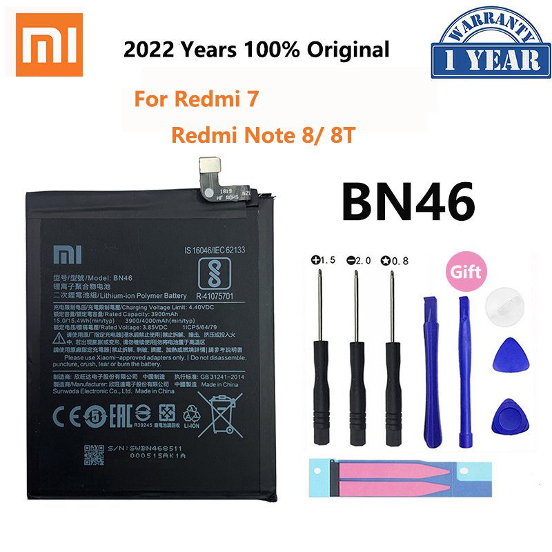 100 Original Xiaomi BN46 4000mAh แบตเตอรี่สำหรับ Xiaomi Redmi หมายเหตุ ...