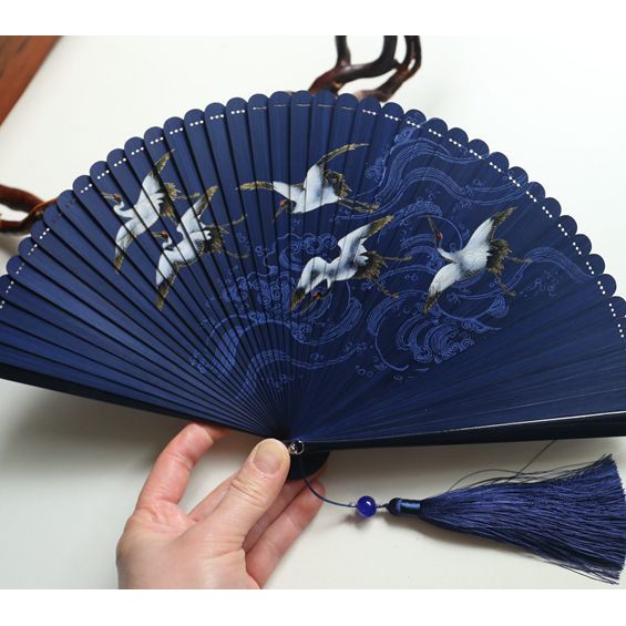[时光的小店]Moon fan high-end 7-inch female fan male fan retro style fol ...