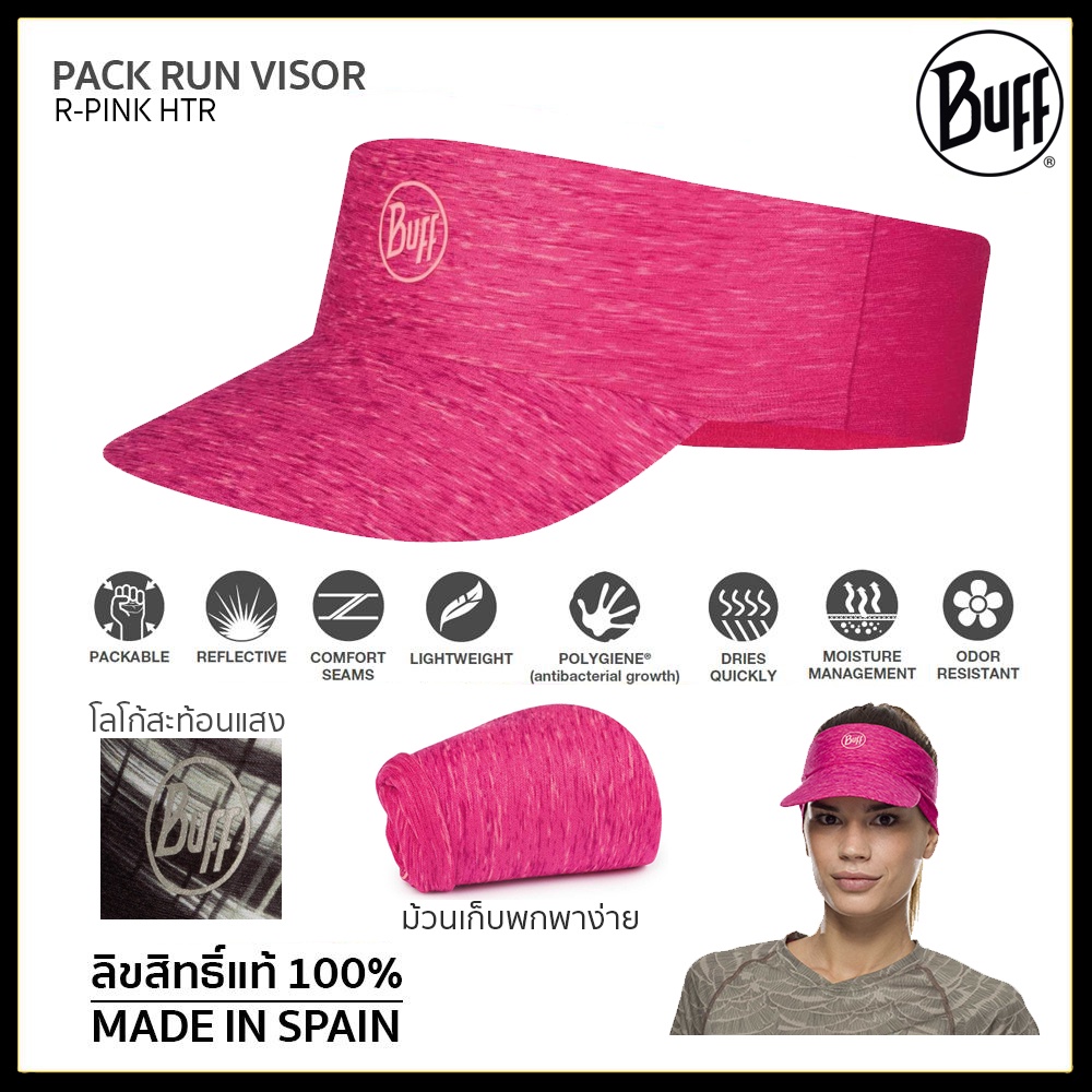 Buff Pack Speed Visor Coolnet UV หมวกวิ่งบัฟ หมวกเปิดหัว ม้วนพับได้เล็ก ...