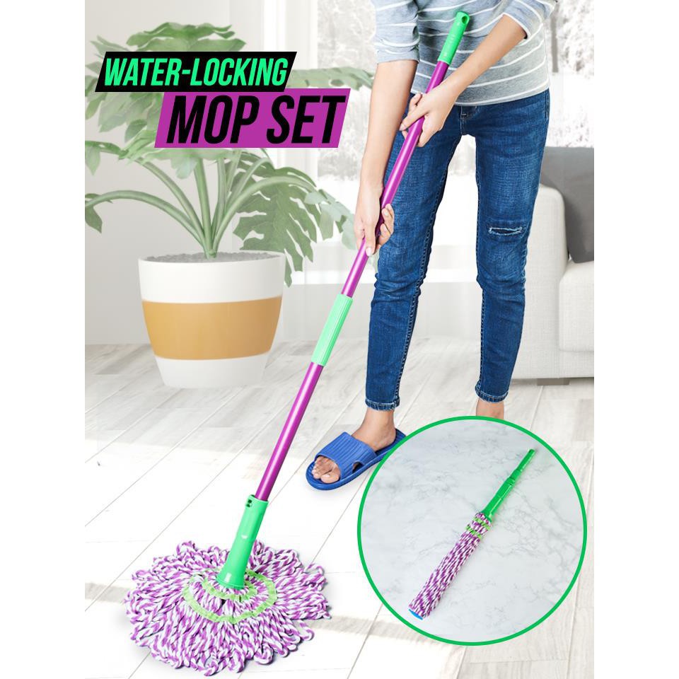 ไม้ถูพื้นชุดไม้ถูพื้นปรับความยาวได้ Water-Locking Mop Setไม้ถูพื้น ...