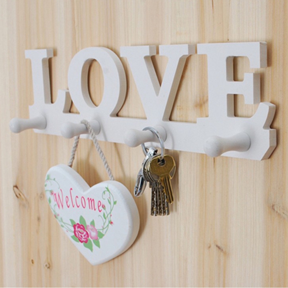 Wall Mounted Key Holder Key Chain Rack Hanger with 5 Hooks Multiple ...