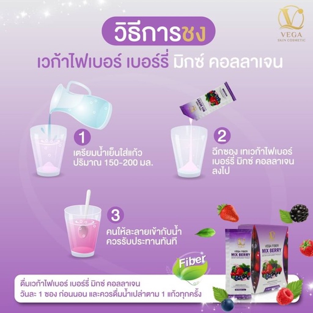 ผลิตภัณฑ์เสริมอาหาร VEGA Fiber Mix Berry Detox Collagen Dietary ...