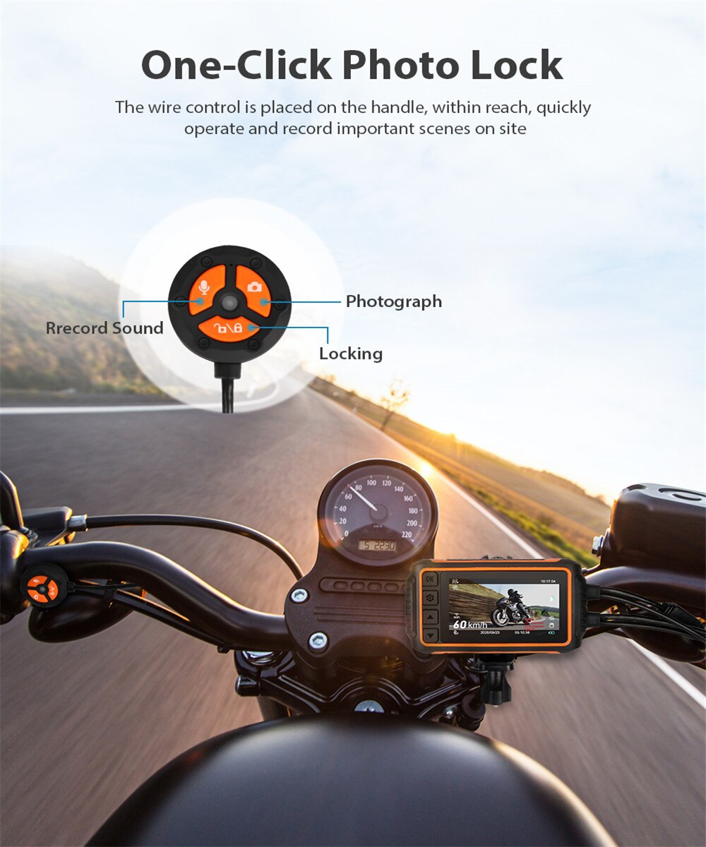 3 inch Dash Cam Motorcycle DVR WiFi GPS Full Body Waterproof Tracker ...
