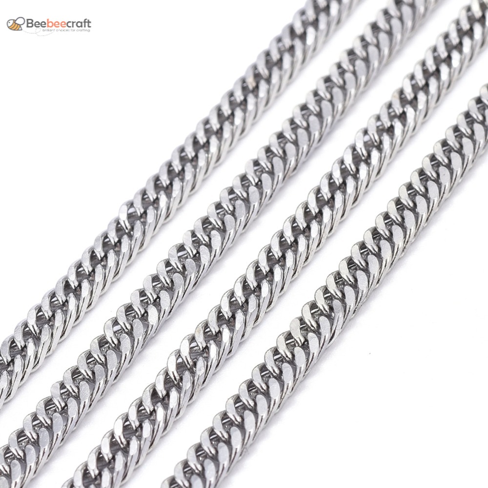 Beebeecraft 1 Roll 304 Stainless Steel Diamond Cut Curb Chains Cuban ...