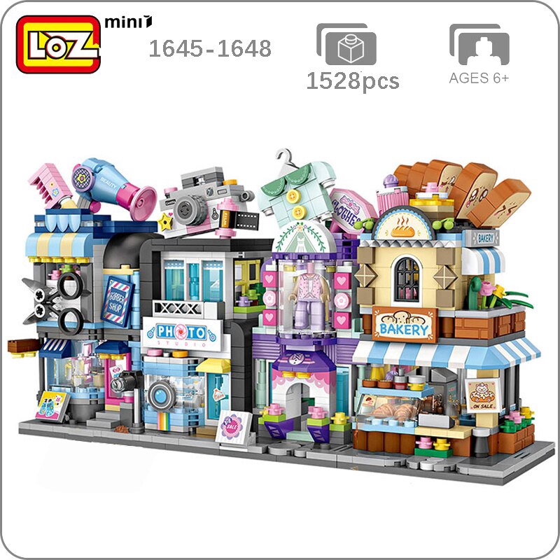 อิฐ LOZ มินิ Building Blocks Street เมืองตัดผมเบเกอรี่รูปภาพ Clothing ...
