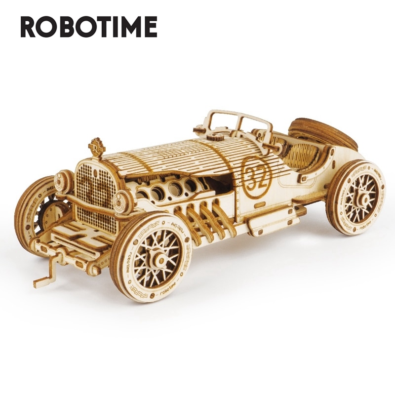 Robotime 116 220cs Classic DIY Movable 3D Grand rix Car Wooden Model ...
