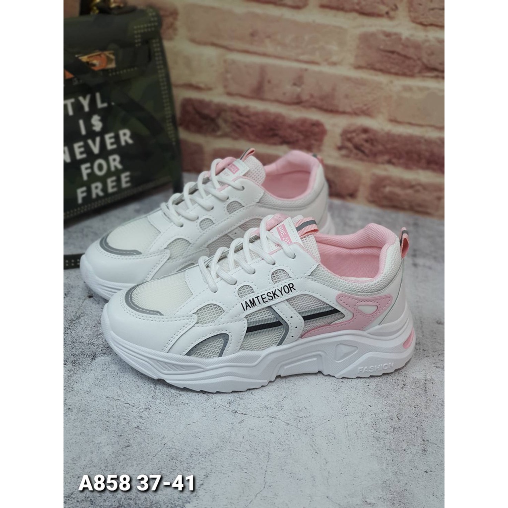 รองเท้าผ้าใบเสริมส้นผูกเชือกสไตล์เกาหลีเสริมส้น1.5นิ้วA858ไซส์37-40ไซส์ ...